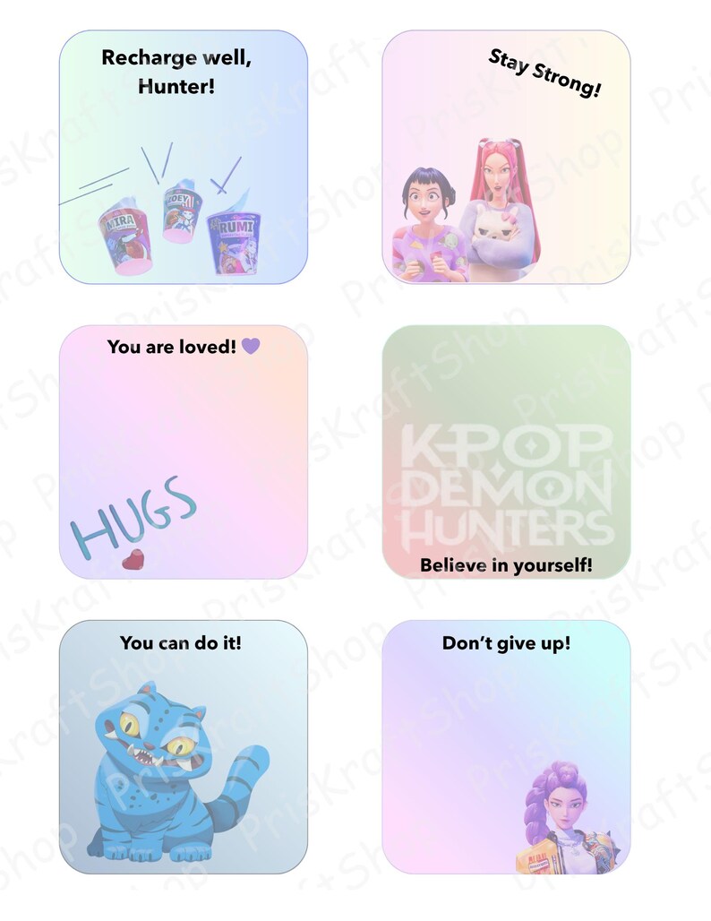 K-pop Demon Hunters Lunchbox Notes for Kids – Printable Back to School ...