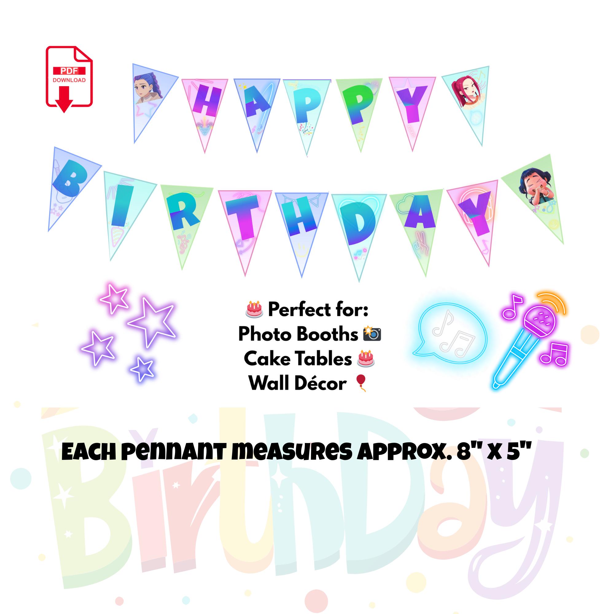 K-pop Demon Hunters Birthday Party Decorations Bundle | 8 Printable ...