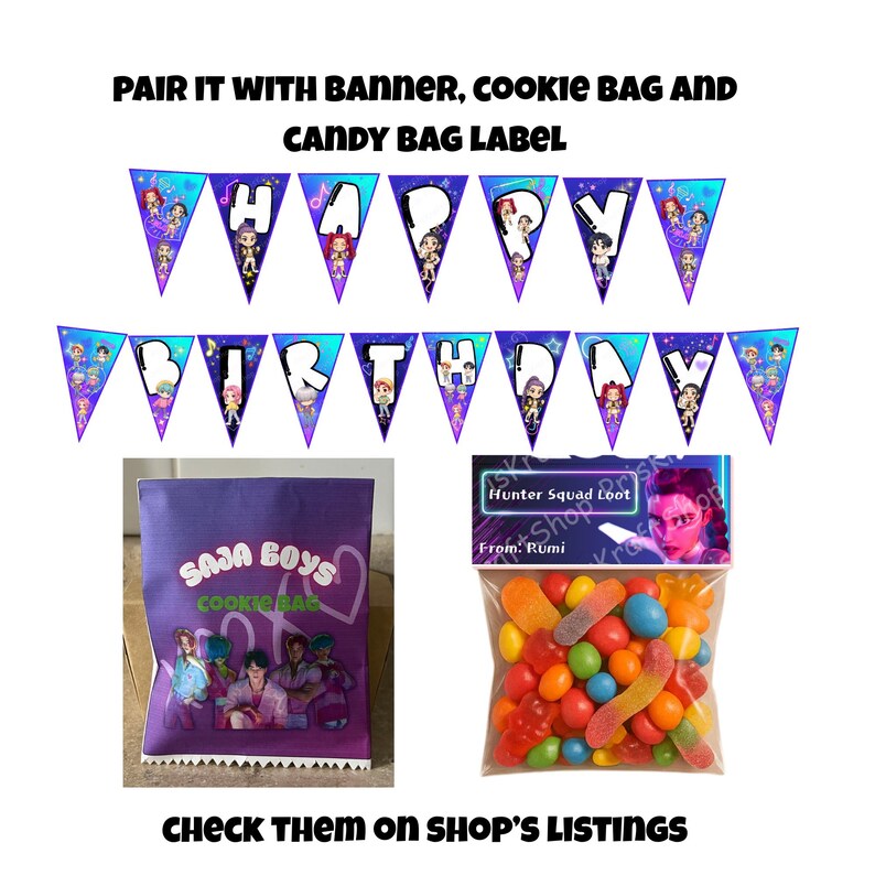 K-pop Demon Hunters Inspired Party Labels | Printable Loot Bag Label ...