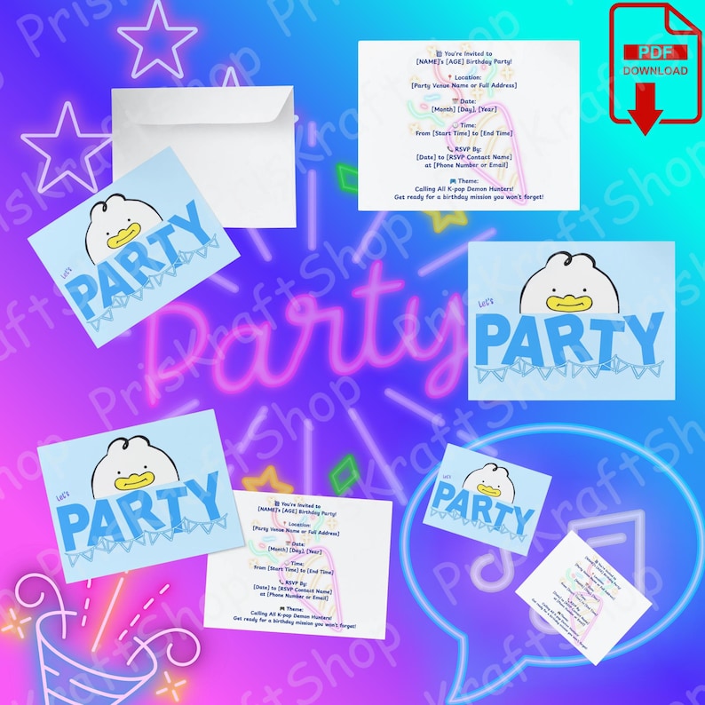K-pop Demon Hunters Birthday Invitation – Editable Printable (PDF) - Etsy