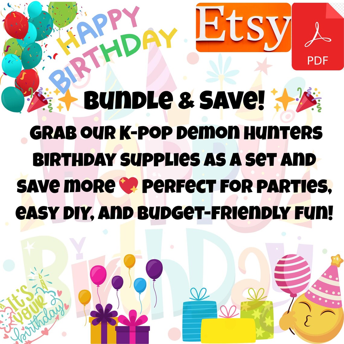 K-pop Demon Hunters Birthday Party Decorations Bundle | 8 Printable ...