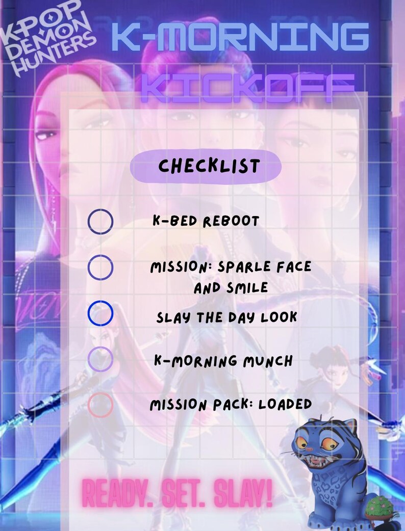 K-pop Demon Hunters Daily Routine Chart for Kids | Customizable Canva ...