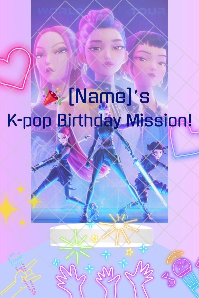 K-pop Demon Hunters Birthday Party Decorations | Backdrop – Printable ...