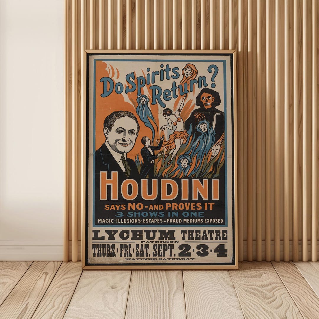 Houdini Do Spirits Return Poster 1909 – Vintage Magic Poster Download ...