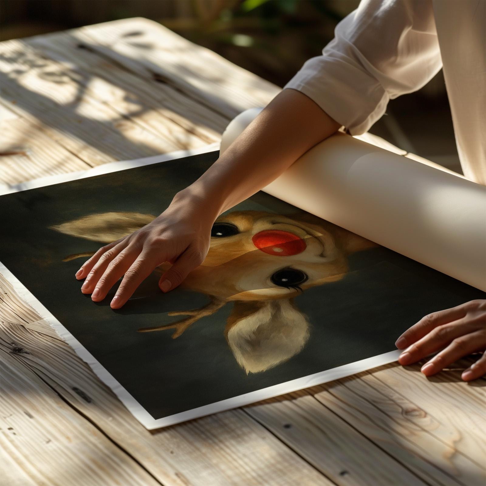 Rudolph the Red-nosed Reindeer Painting Print - Classic Christmas Wall ...