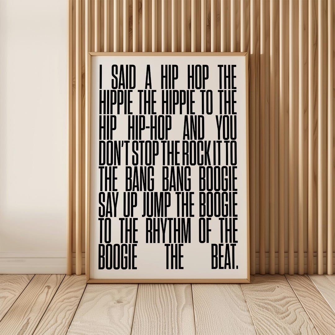 Hip Hop Lyrics Poster – Sugarhill Gang Art Print, Retro Rap Wall Decor ...