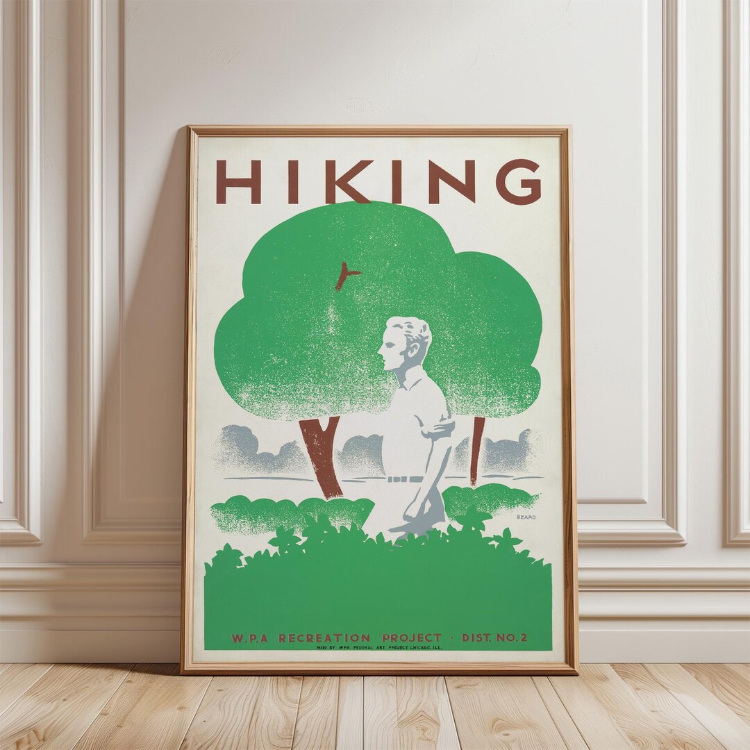 Hiking – Chicago 1939 WPA Poster Digital Print, Vintage Nature Art by ...