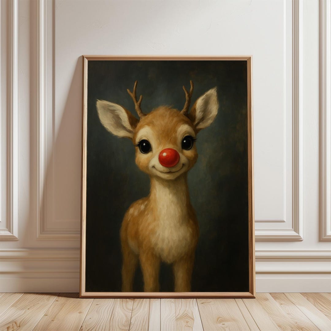 Rudolph the Red-nosed Reindeer Painting Print - Classic Christmas Wall ...