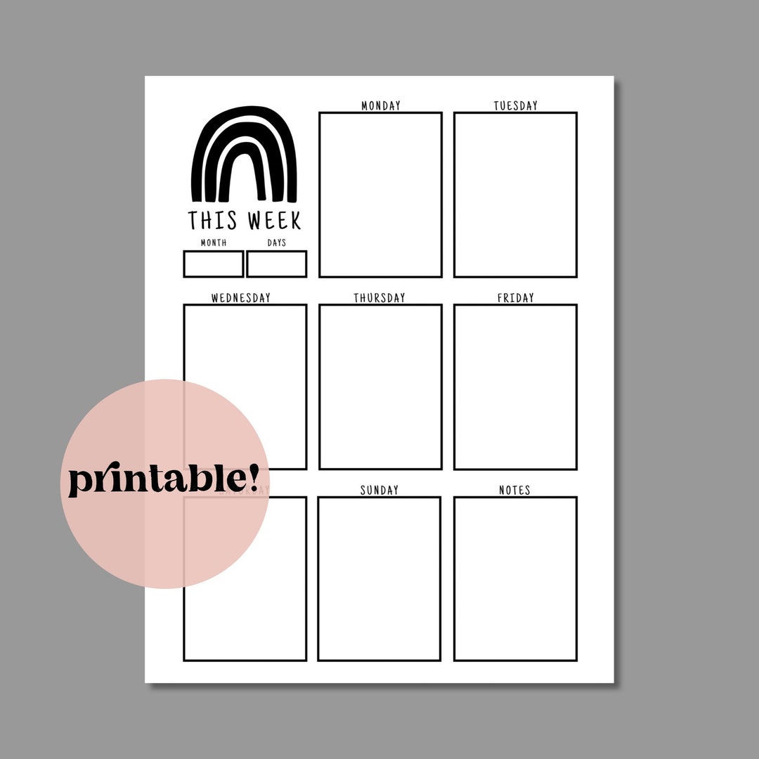 Undated Weekly Planner Page – Printable Agenda & Calendar PDF ...