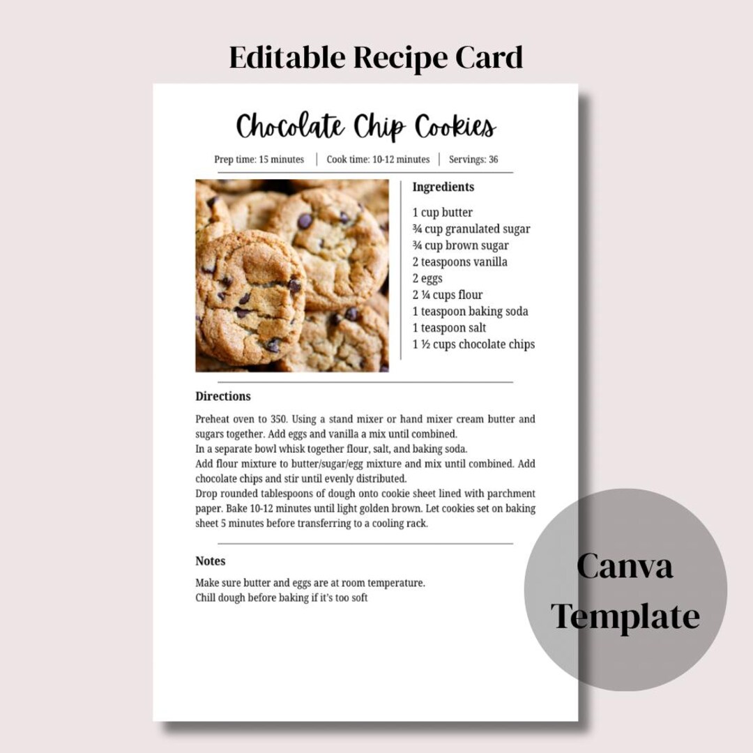 Editable Recipe Card Template: Canva Letter Size (digital Download) - Etsy