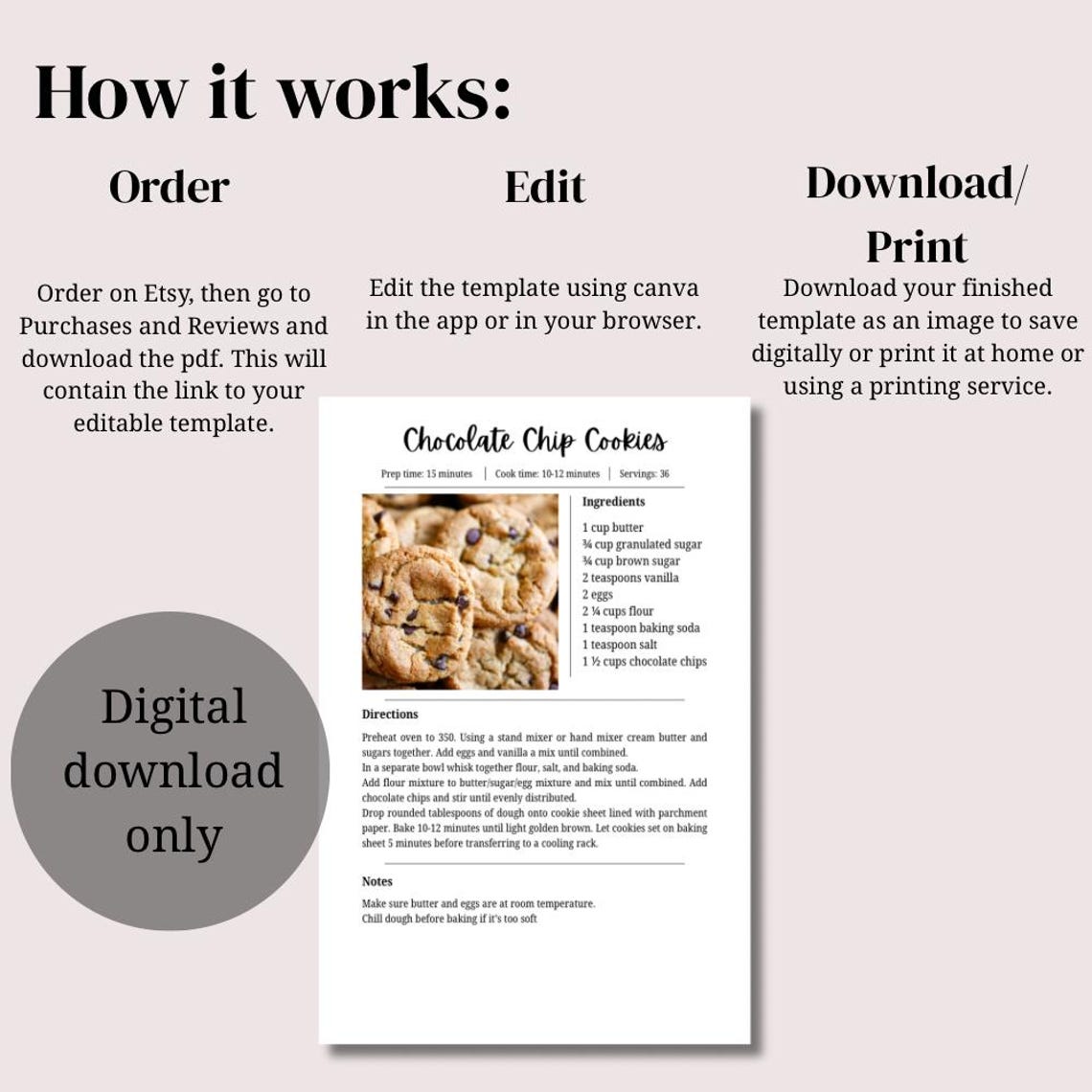 Editable Recipe Card Template: Canva Letter Size (digital Download) - Etsy