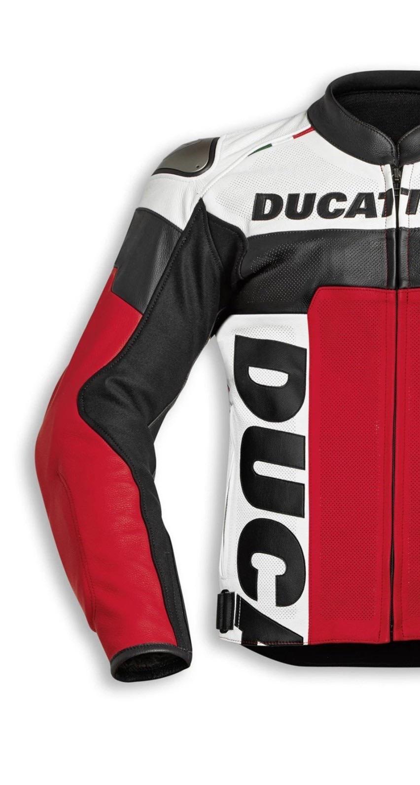 Ducati Corse C5 Men's Motorcycle Leather Jacket | Waterproof Cowhide ...