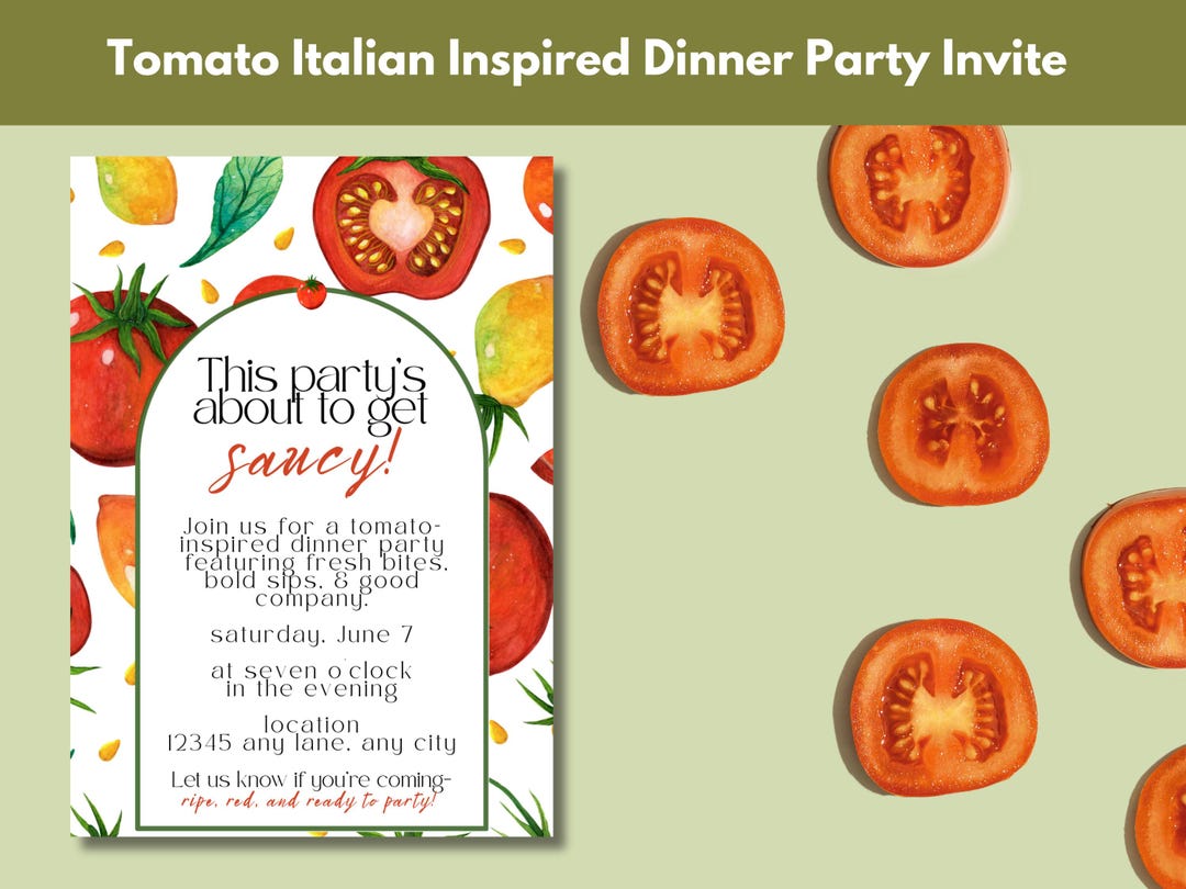 Tomato Pasta Invitation | Brunch Lunch | Bridal or Baby Shower| Italian ...