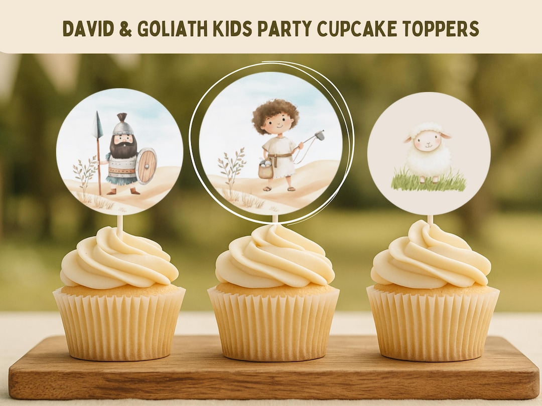 David and Goliath Cupcake Toppers: Faith-based Party Decor (printable ...
