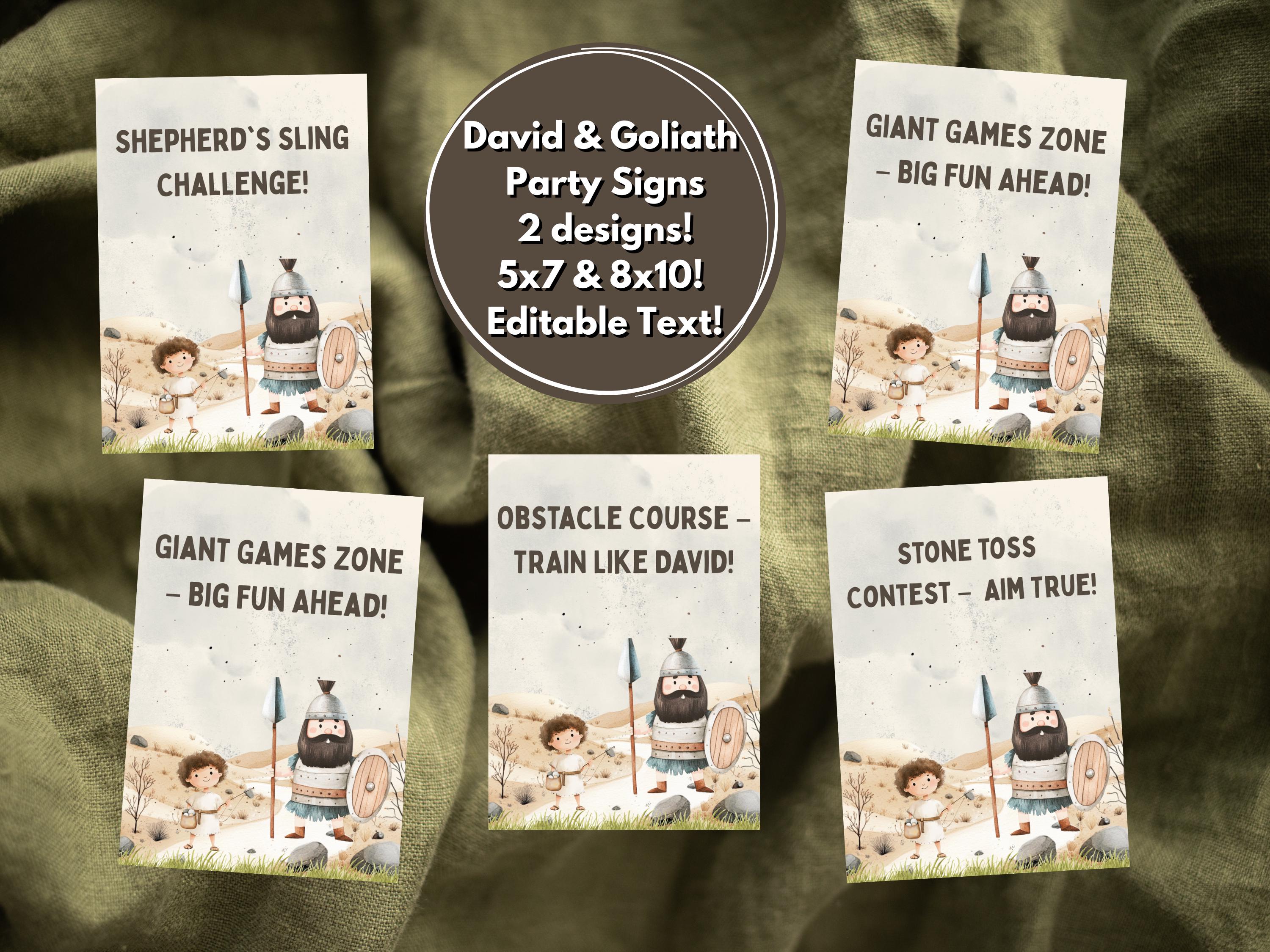 David and Goliath Party Signs | Faith Birthday Decor| Kids Birthday ...