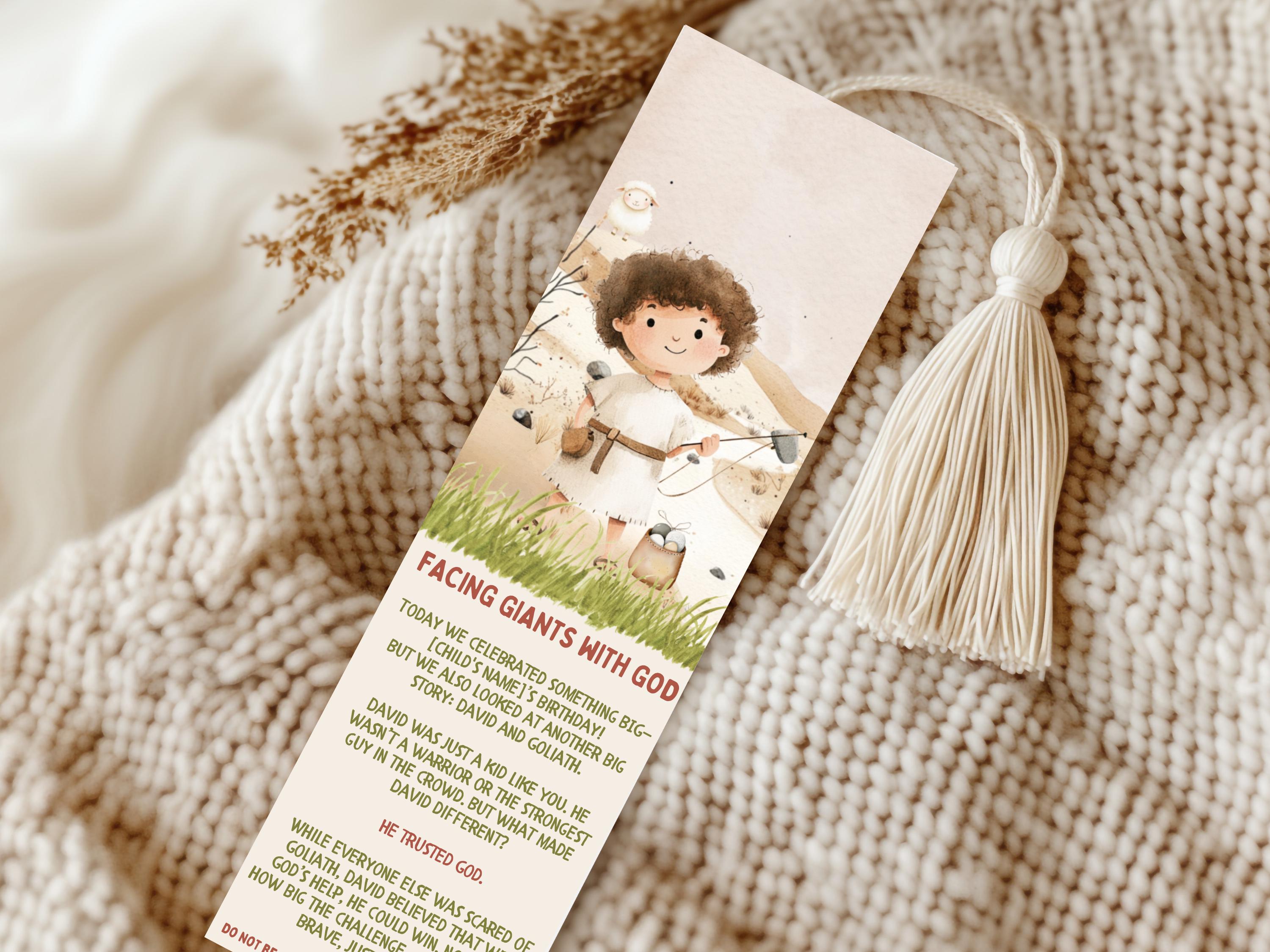 David and Goliath Bookmarks: Faith-based Party Favors (editable Canva ...