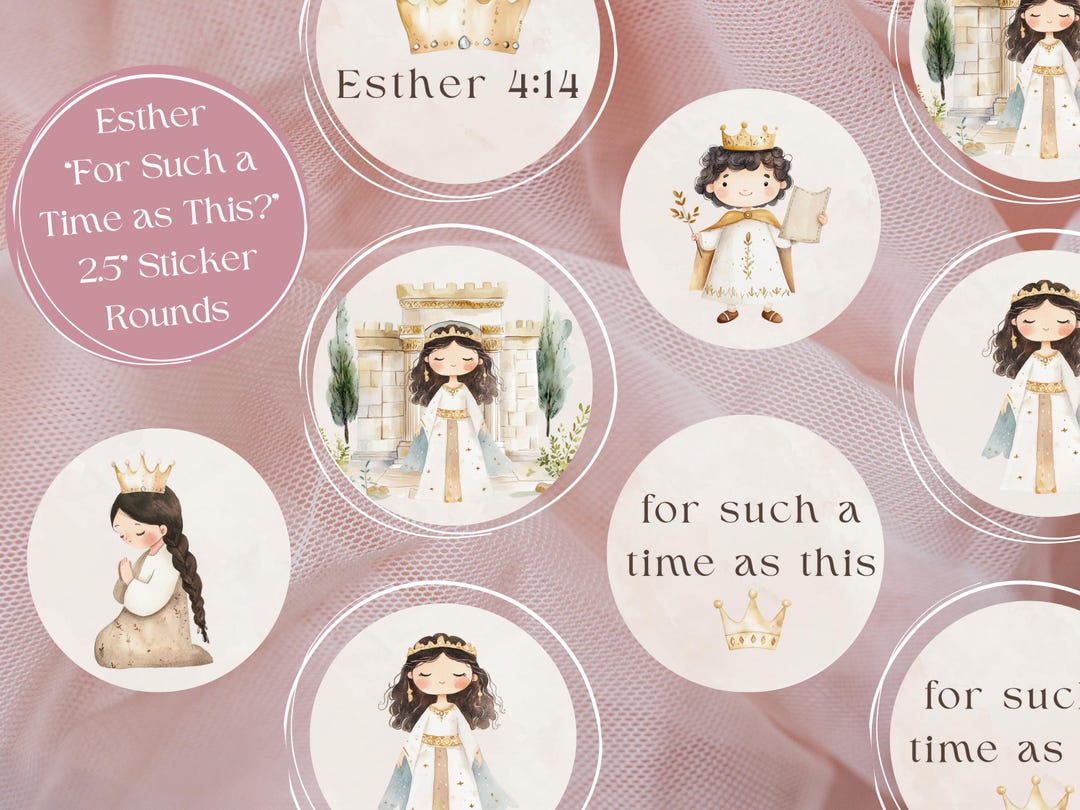 Esther Cupcake Toppers | Queen Esther Bible | 2.5" Round Favor Tags ...