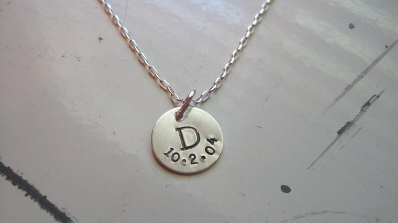 Simple Stamped, Initial Letter With a Date Necklace, Sterling Monogram ...