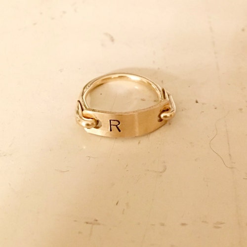 Sterling Silver Initial Ring Stamped Monogram Jewelry - Etsy