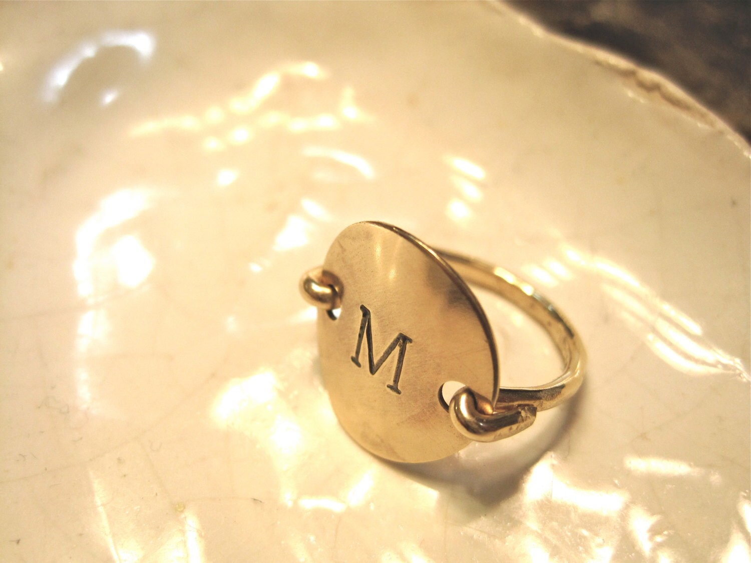 Gold Stamped Ring, Initial Ring, Engraved Ring, Anniversary Gift ...