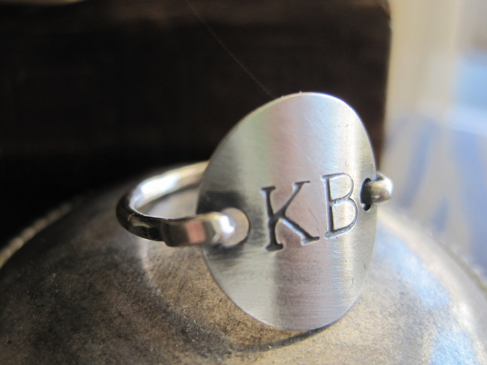 Stamped Ring Sterling Silver Monogram Personalized Initial - Etsy