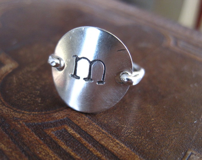 Sterling Silver Initial Ring, Monogram, Signet - Etsy