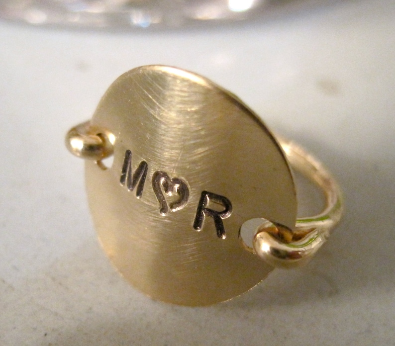 Gold Stamped Initial Ring Monogram Gold Filled Personalized - Etsy