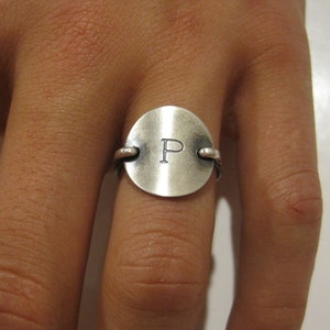 Sterling Silver Initial Ring Stamped Monogram Jewelry, Engraved Ring, Personalized Ring, Name ...