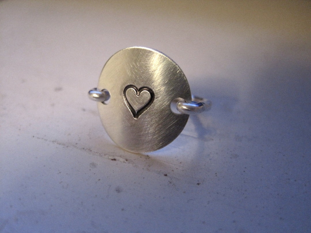 Sterling Silverhand Stamped Heart Ring - Etsy