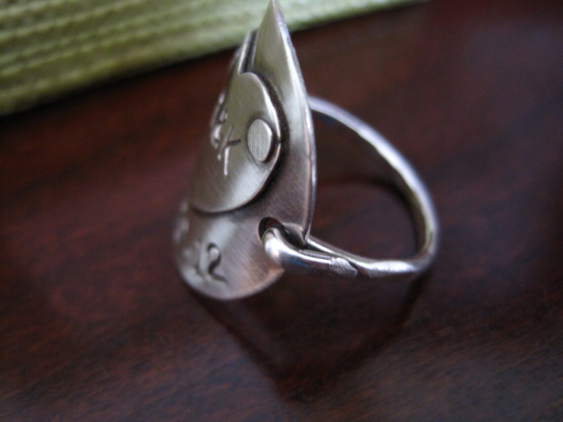 Large Sterling Silver Stamped Ring With Date and Initials - Etsy