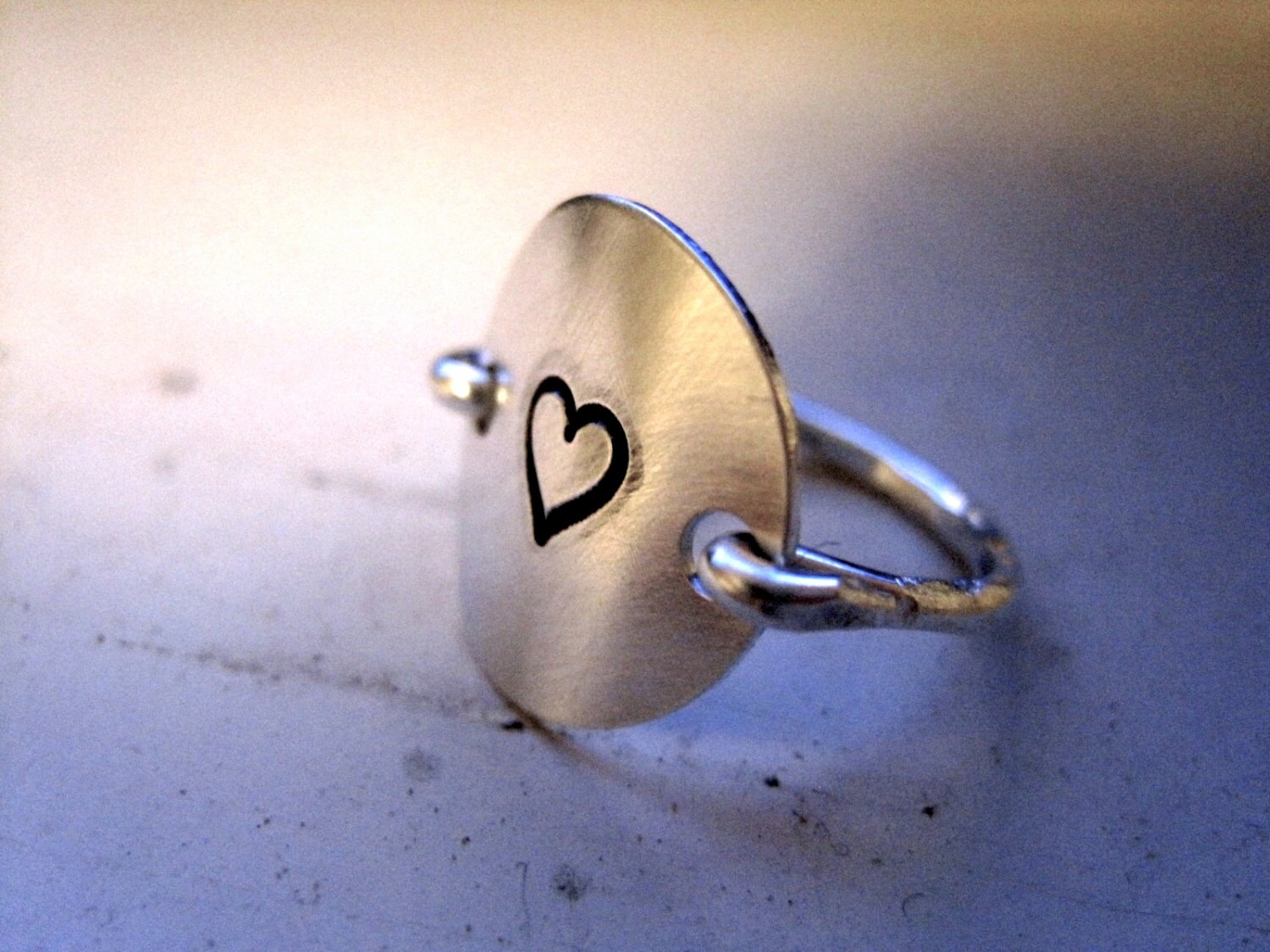 Sterling silverhand stamped heart Ring | Etsy