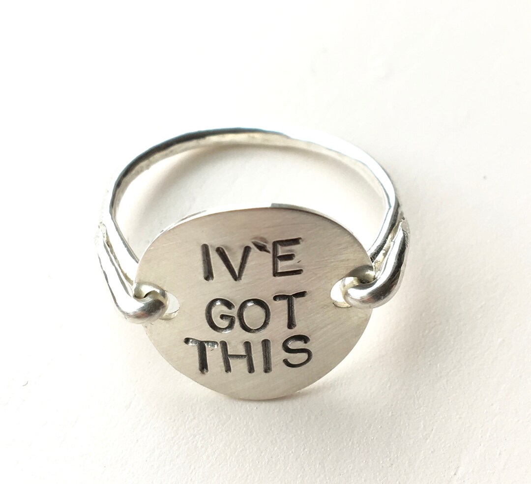 Iv'e Got This, Sterling Silver Ring, Gold, Initial, Stamped Monogram ...