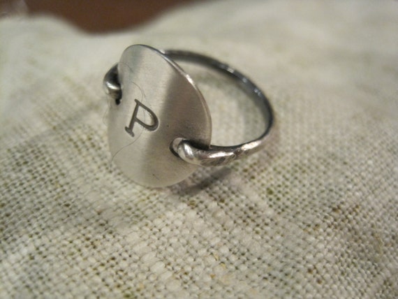 Sterling Silver Initial Ring Stamped Monogram Jewelry - Etsy