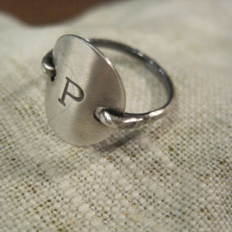 Sterling Silver Initial Rings - Etsy