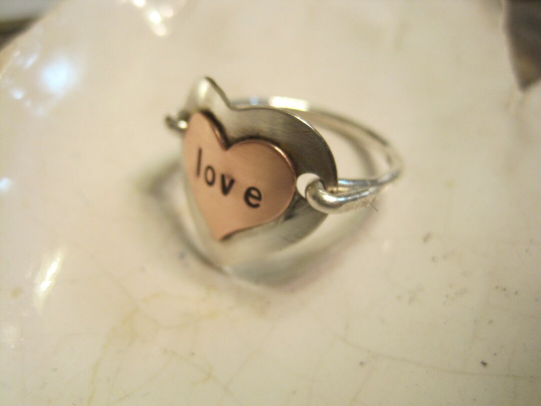 Ring Couple Boyfriend Sterling Silver Copper Mixed Metal - Etsy