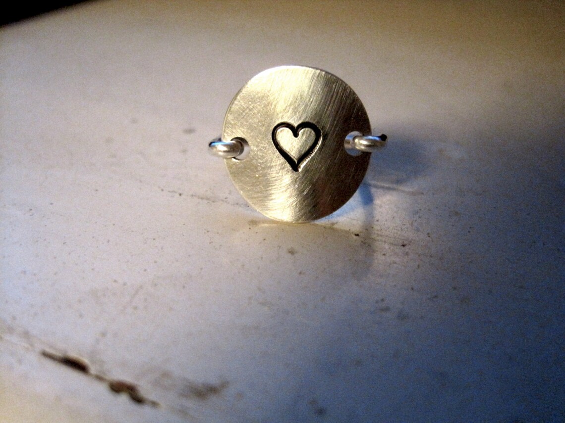 Sterling Silverhand Stamped Heart Ring - Etsy