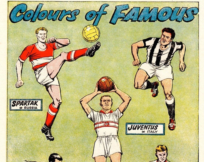 1950s Football Print of World Soccer Teams in Their Uniform Colors, 2 ...