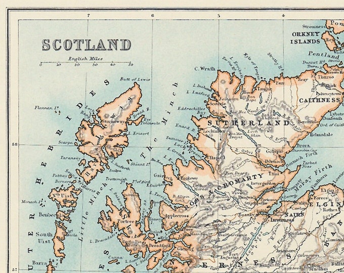 1850s Antique SCOTLAND Map, 170 Year Old Scottish Map From an Antique ...