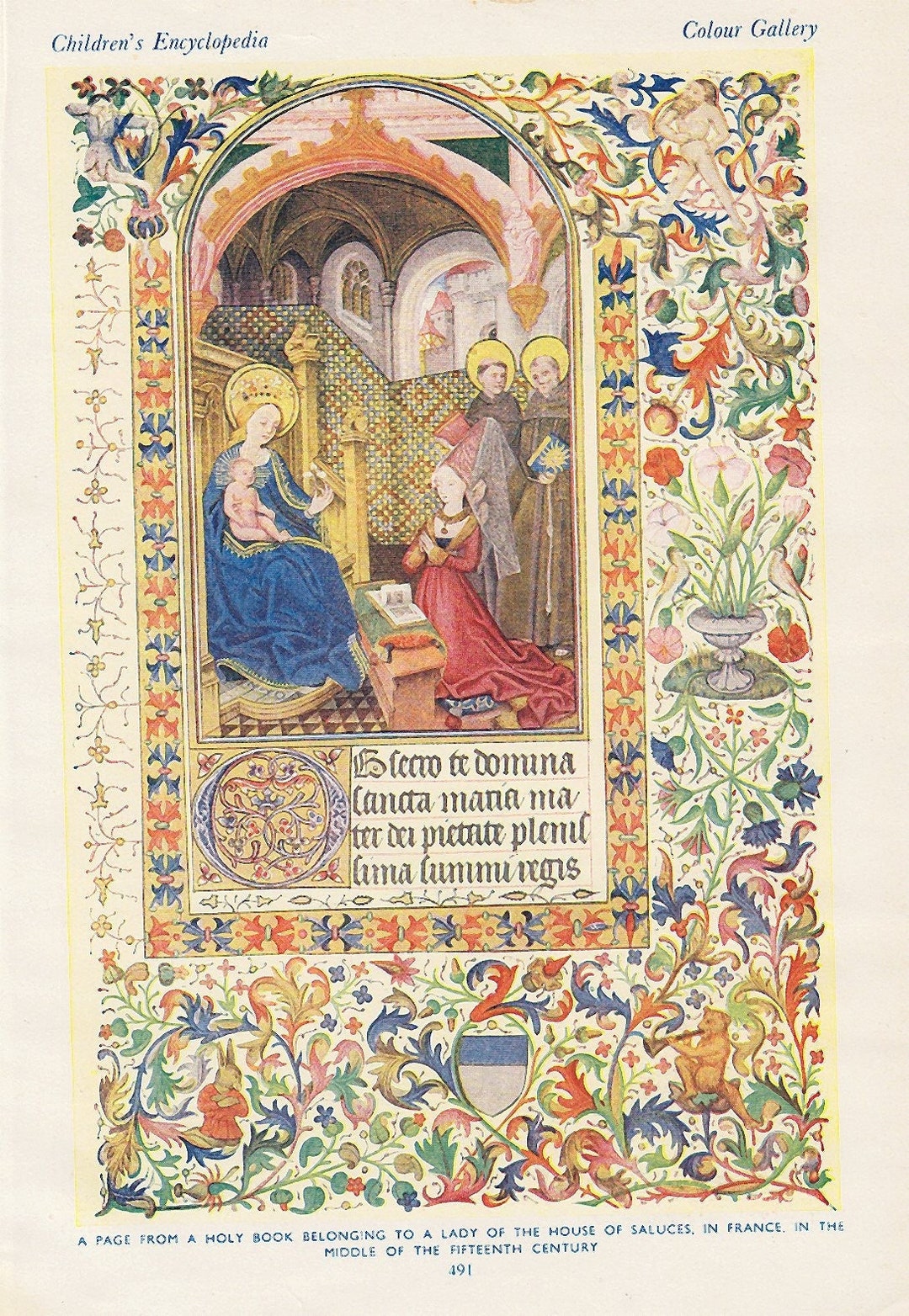 Decorative Page From a French Holy Book, Circa 1400s Book Illuminated ...