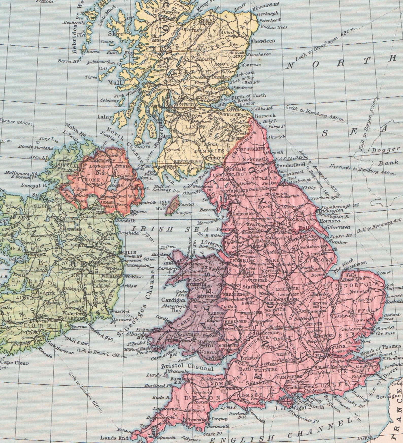 British Isles Map 1930s Vintage UK Map England United - Etsy UK