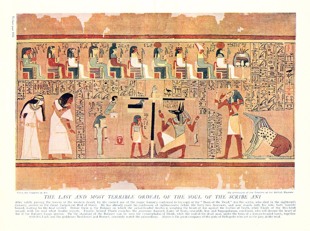 Ancient Egyptian Painting Depicting the Judgement of the Scribe Ani ...