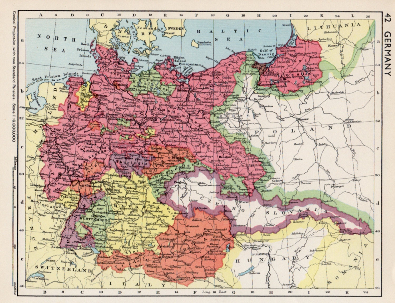 GERMANY map vintage 1930s German map with Czechoslovakia | Etsy
