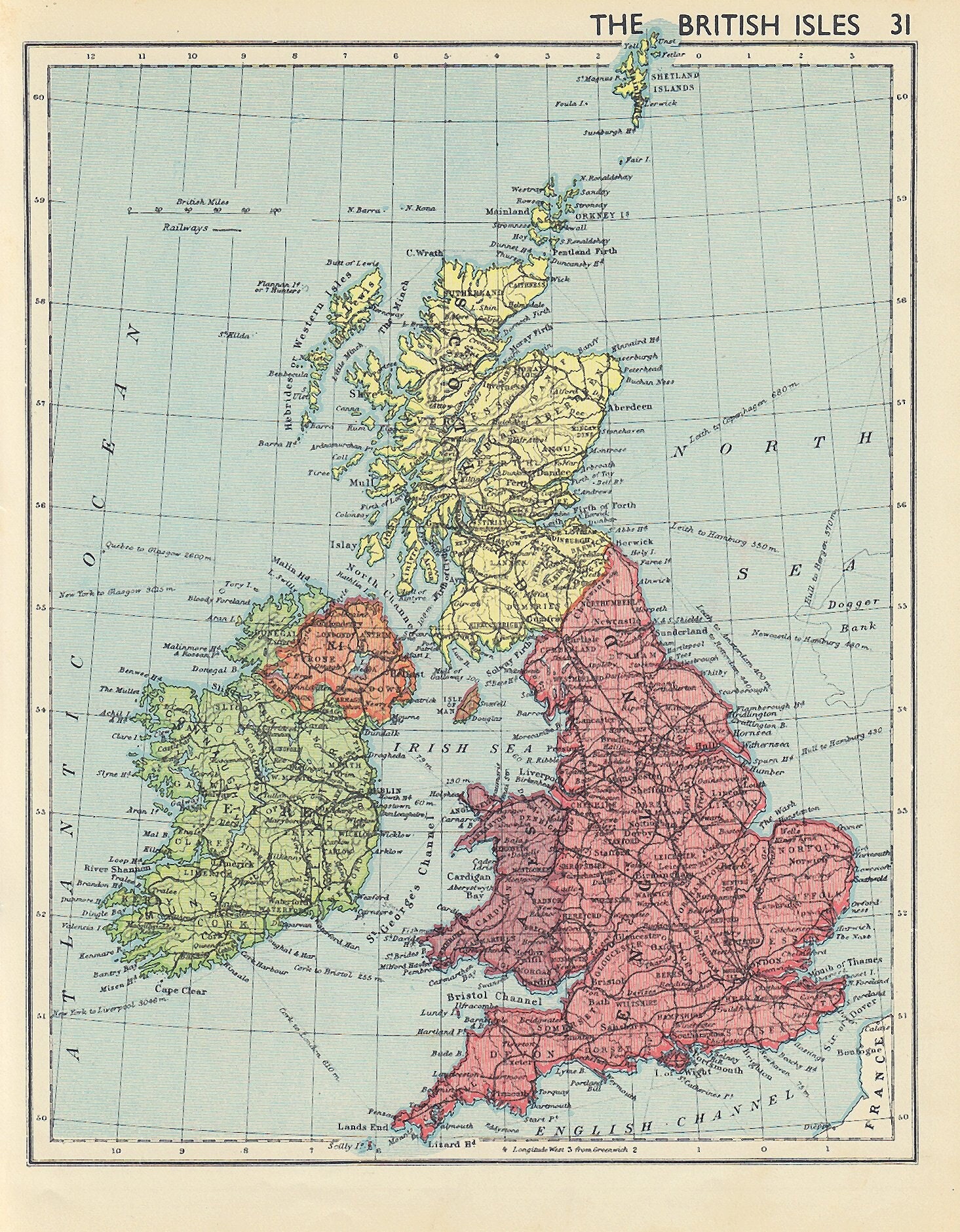 Vintage British Isles Map 1930s Antique UK Map England - Etsy Australia