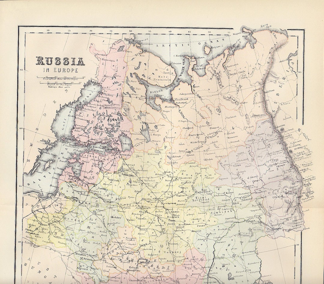 1880s Map of Russia in Europe 140 Years Old Antique Map - Etsy