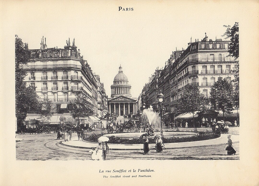 PARIS Photograph, 1890s Antique BW Photo, La Rue Soufflot and Pantheon ...