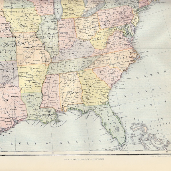 Antique Map North East - Etsy