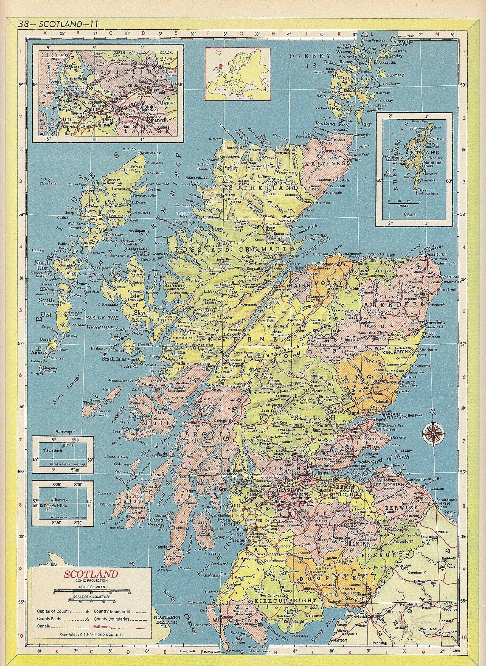 Large Scotland Map, 1950s Vintage Map, Scottish Map, Map Decor - Etsy