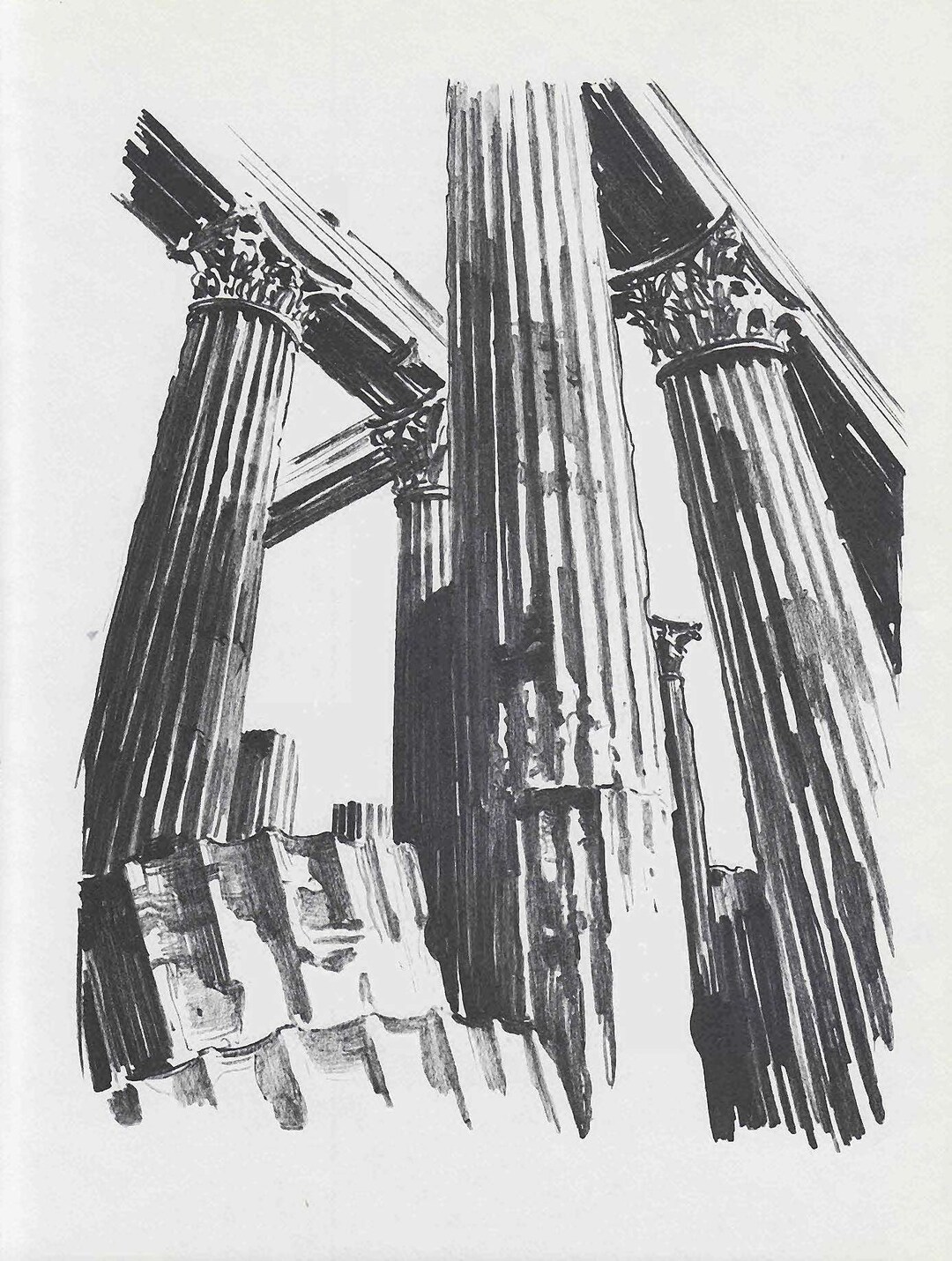 Pencil Sketch of Ruined Columns Temple of Zeus BW - Etsy