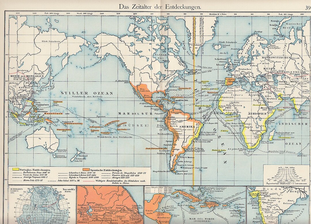 World Exploration Historical Map, Showing the Age of Exploration and ...