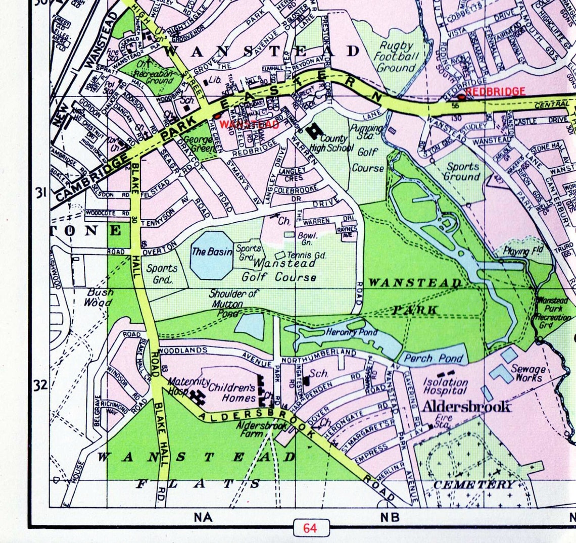 Vintage LONDON Street Map of Wanstead Cranbrook Park Double | Etsy